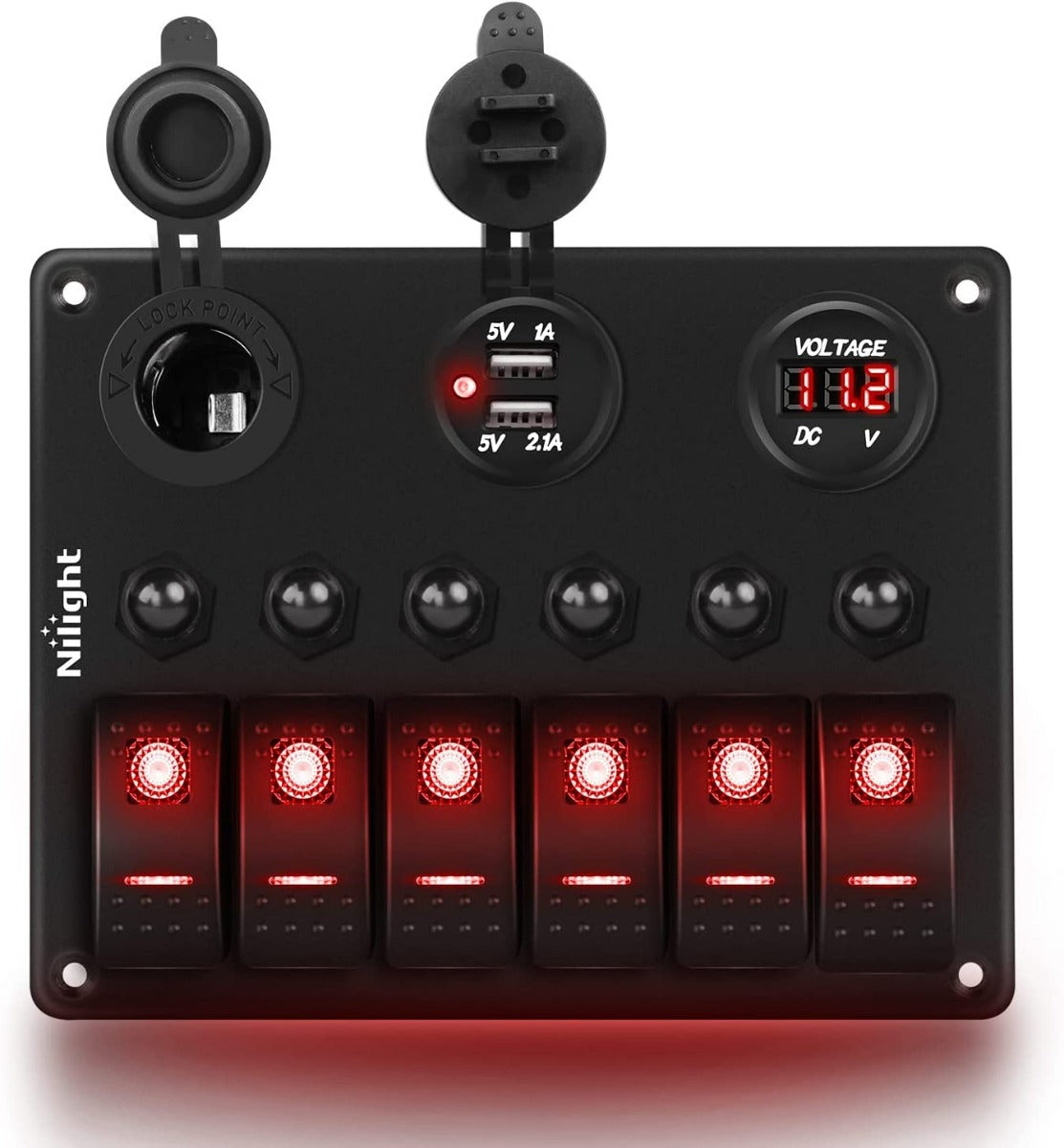 Nilight 90122F 6 Gang ON Off Rocker Switch Panel — 4Surpluscity