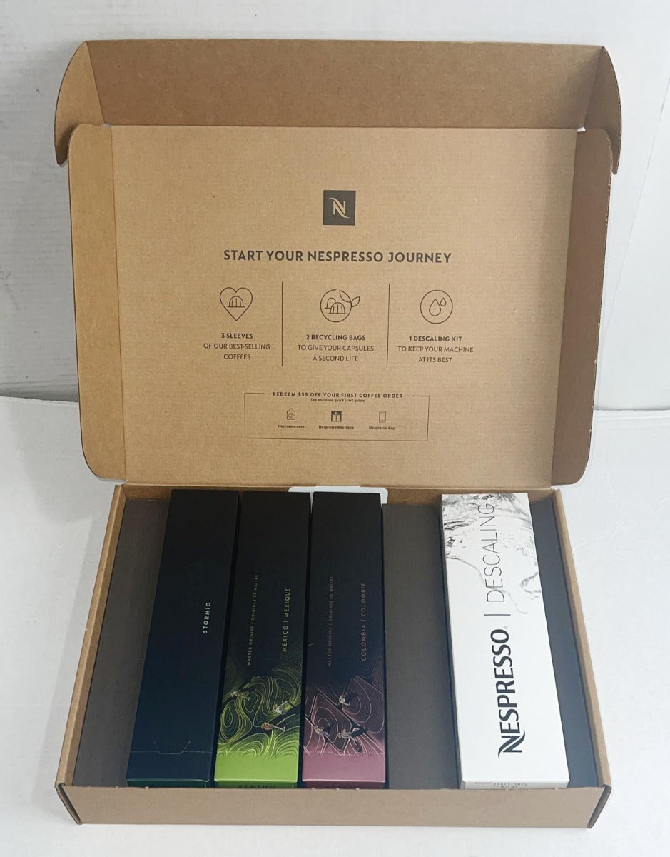 Nespresso Welcome Kit Stormio/Colombia/Mexico Pods with Descaling Pack ...