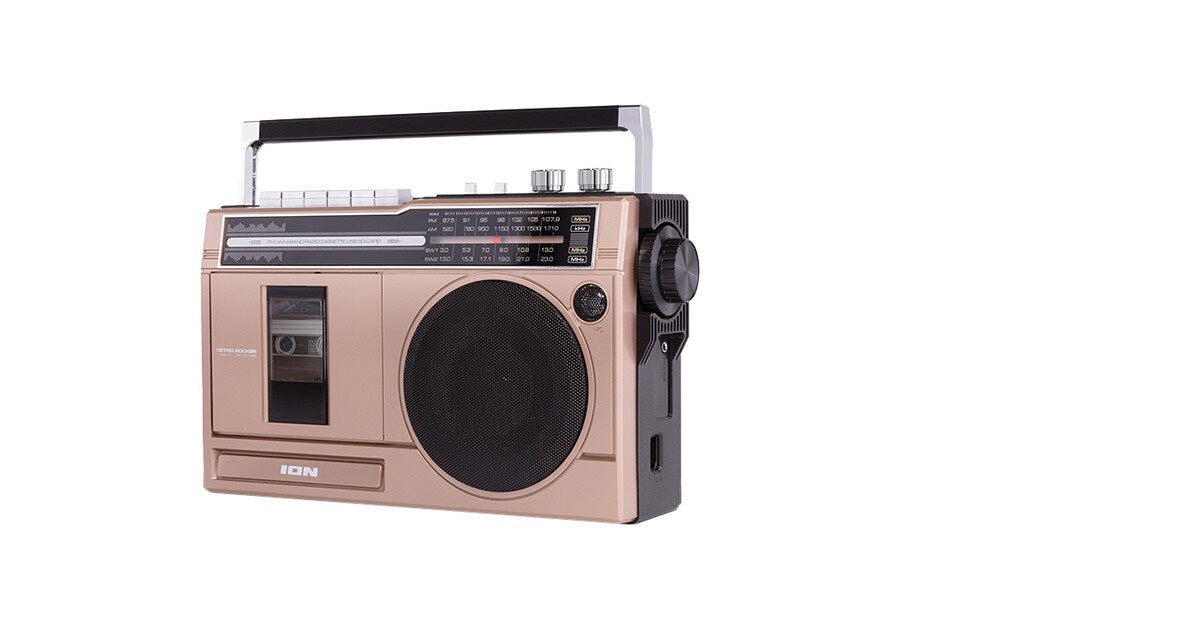ION Audio Retro Rocker Portable Boombox Speaker Bluetooth AM/FM Radio ...