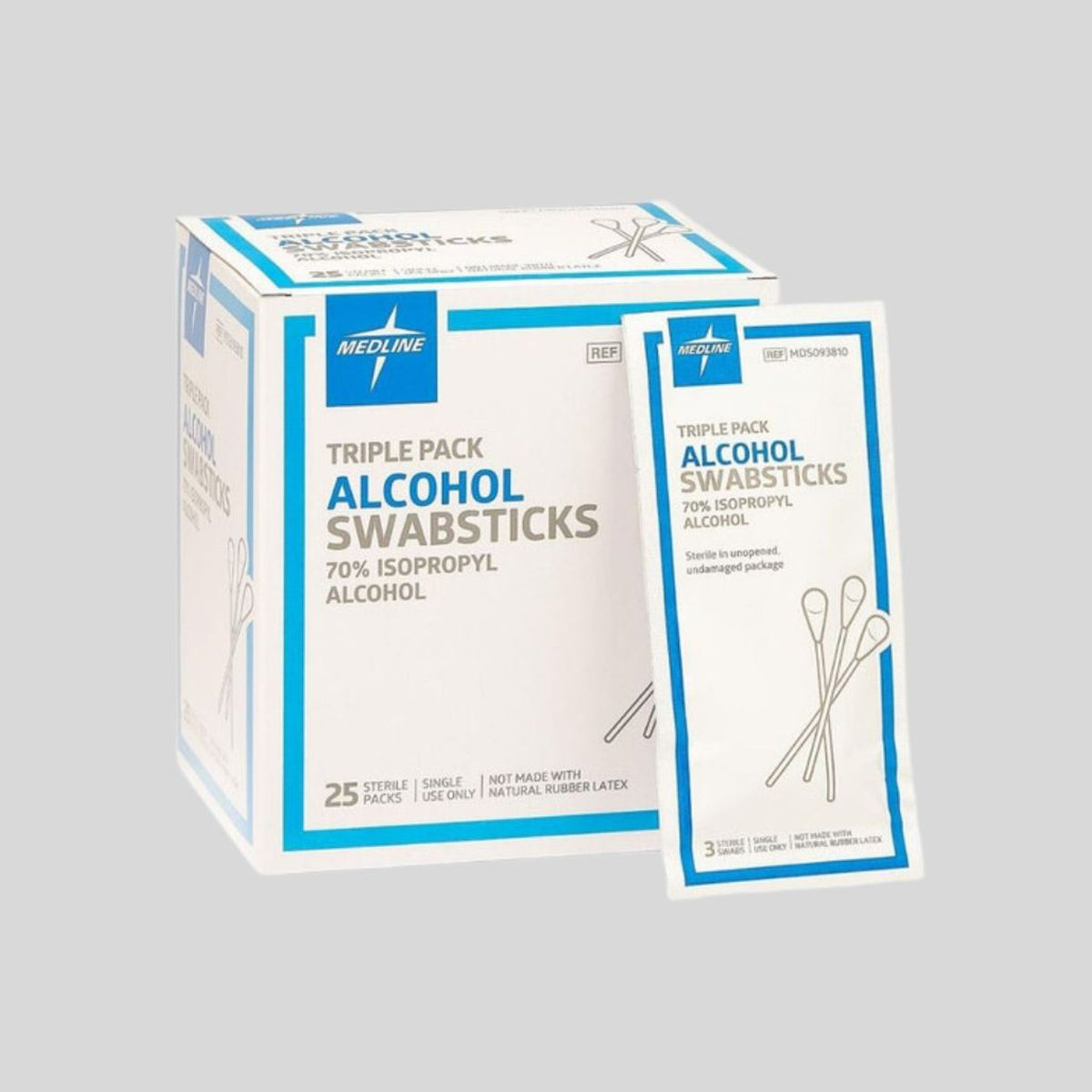 Medline Sterile Alcohol SwabSticks 70% IPA - 75 total — 4Surpluscity
