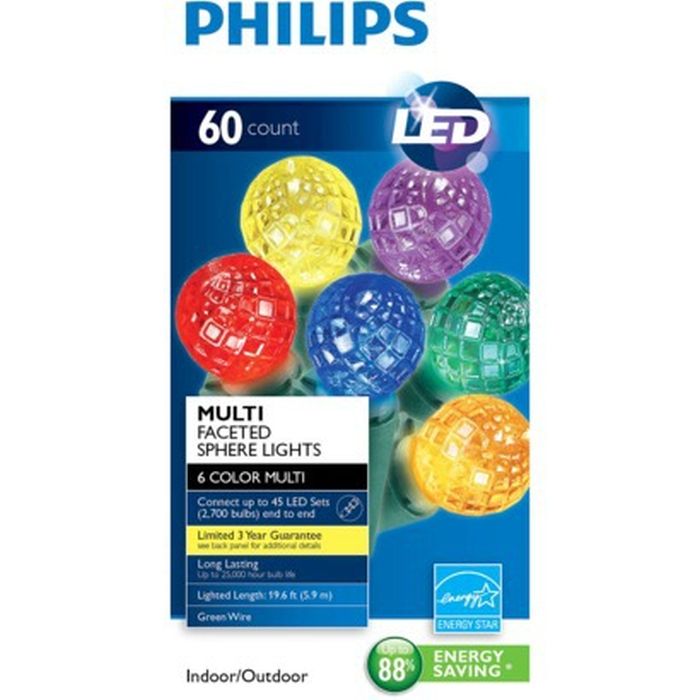 Philips 60ct MULTI 6 COLORS LED Faceted SPHERE String Lights — 4Surpluscity